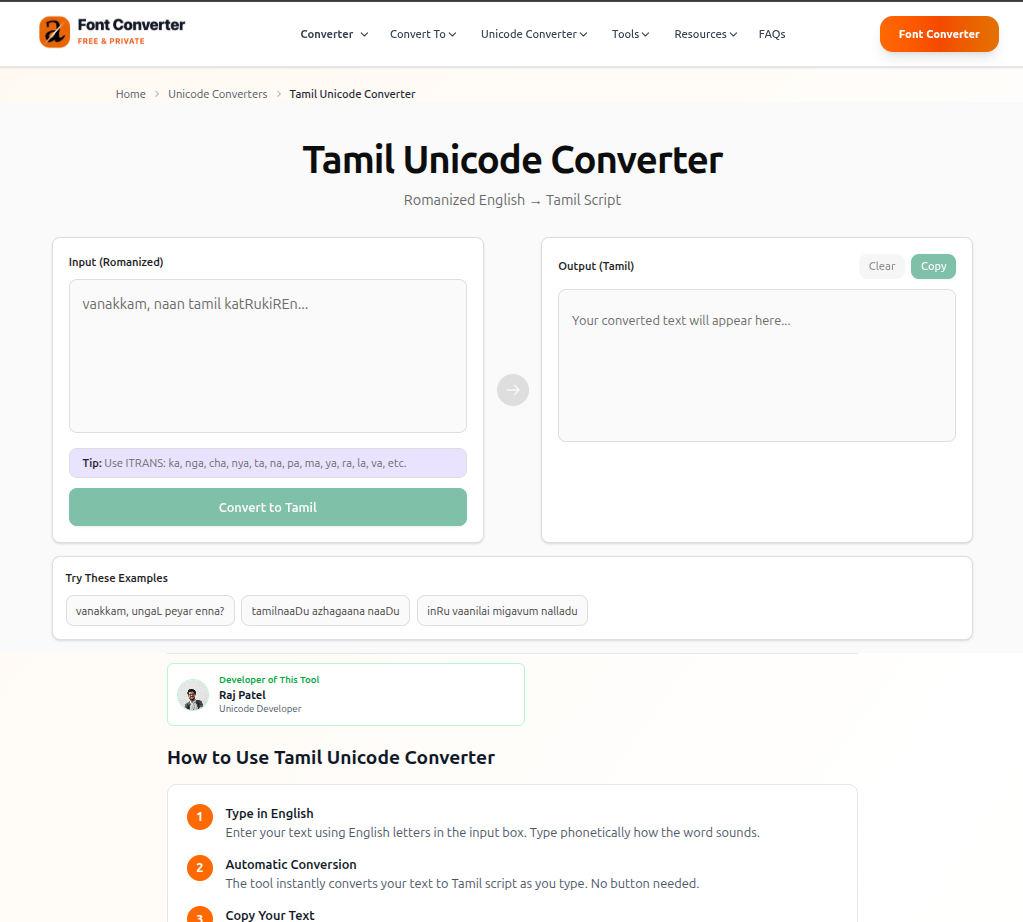 Bamini to Unicode Converter - Tamil (Tamil)